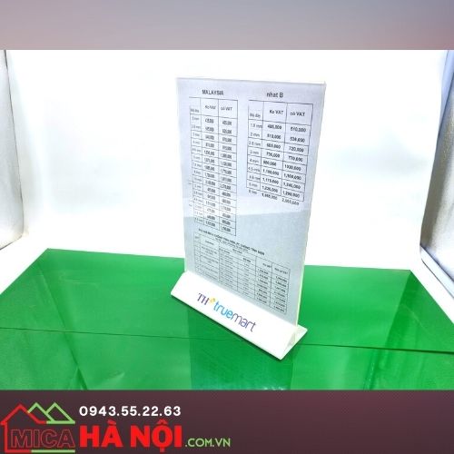 Menu Mica | Standee mica để bàn đế tam giác A4, A5, A6 giá rẻ.